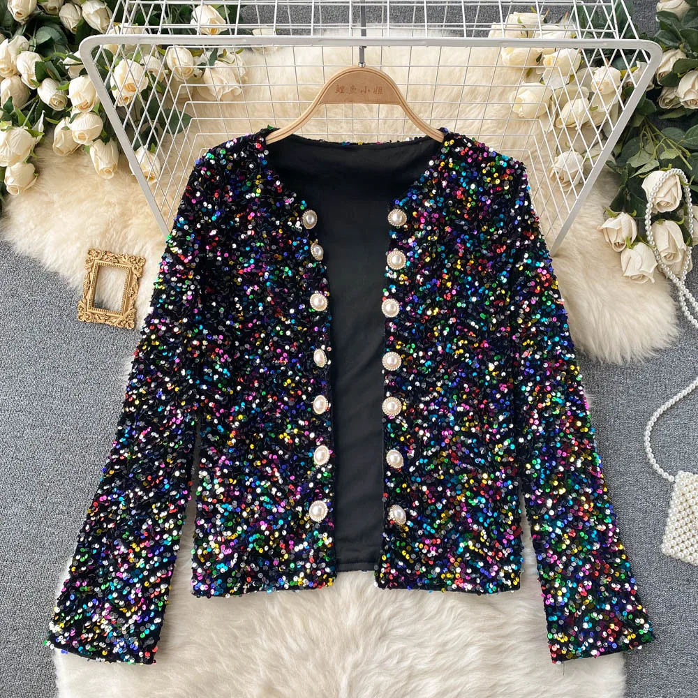 Stage Performance Clothing Short Suit Bling Sequins Sparkling Slim ...