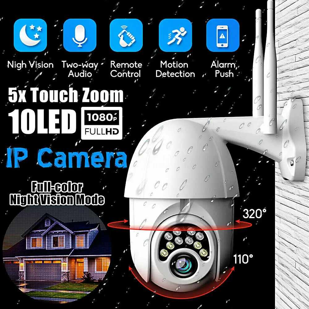 1080P HD IP CCTV Camera Waterproof Outdoor WiFi PTZ Security Wireless ...