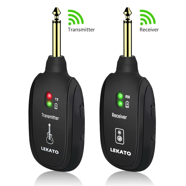 LEKATO WS-60 Wireless Guitar System 2.4GHz Wireless Guitar Transmitter ...