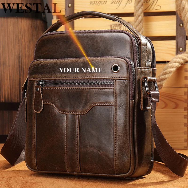 WESTAL-Men-s-Bag-Genuine-Leather-Shoulder-Bag-Husband-Mid-Party-Bag-for ...