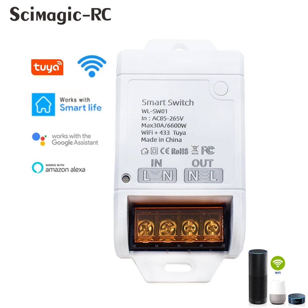 WiFi-Smart-Relay-Switch-1CH-Tuya-AC-110V-220V-30A-Automation-Modules ...