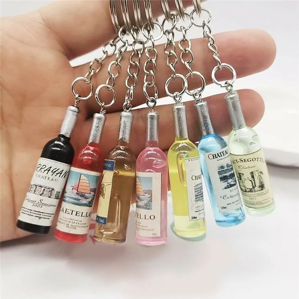 Cute Keychain For Car Keys Hot Novelty Resin Beer Wine Bottle Key Chain ...