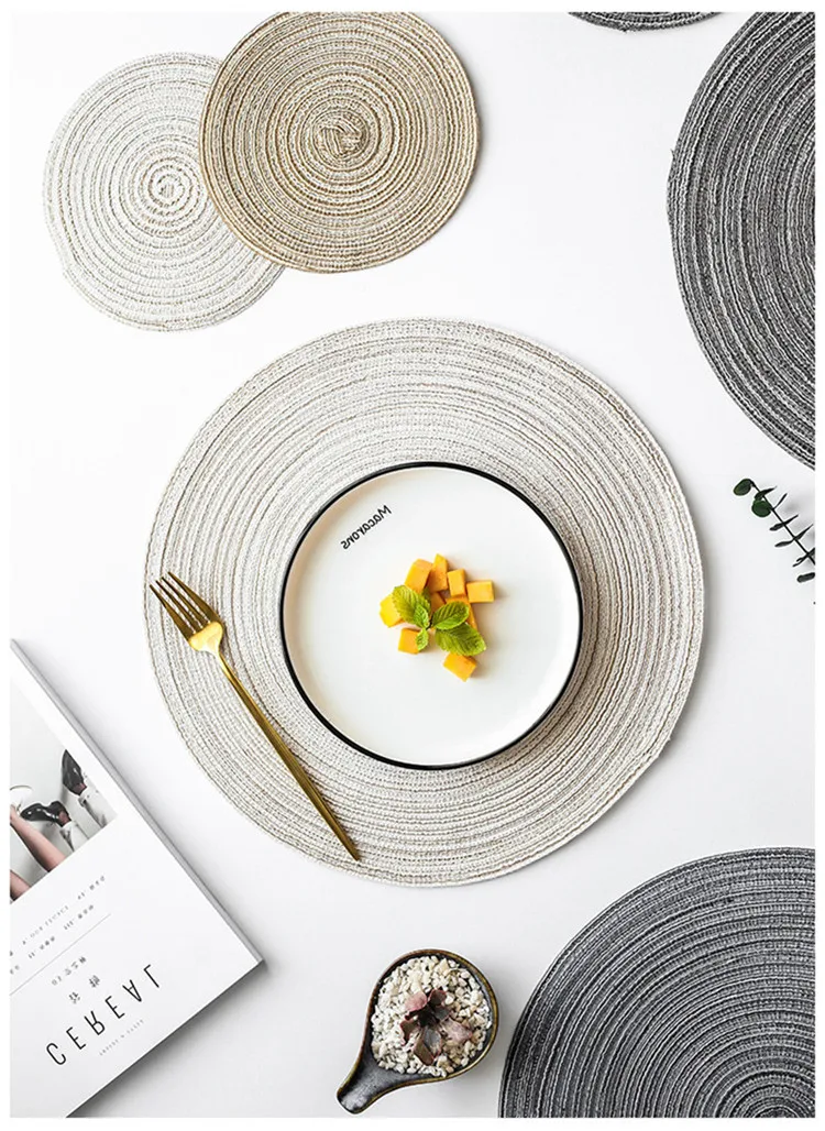 Blue 36cm-ROUND-Tapis de Table rond antidérapant, sous verres, support ...