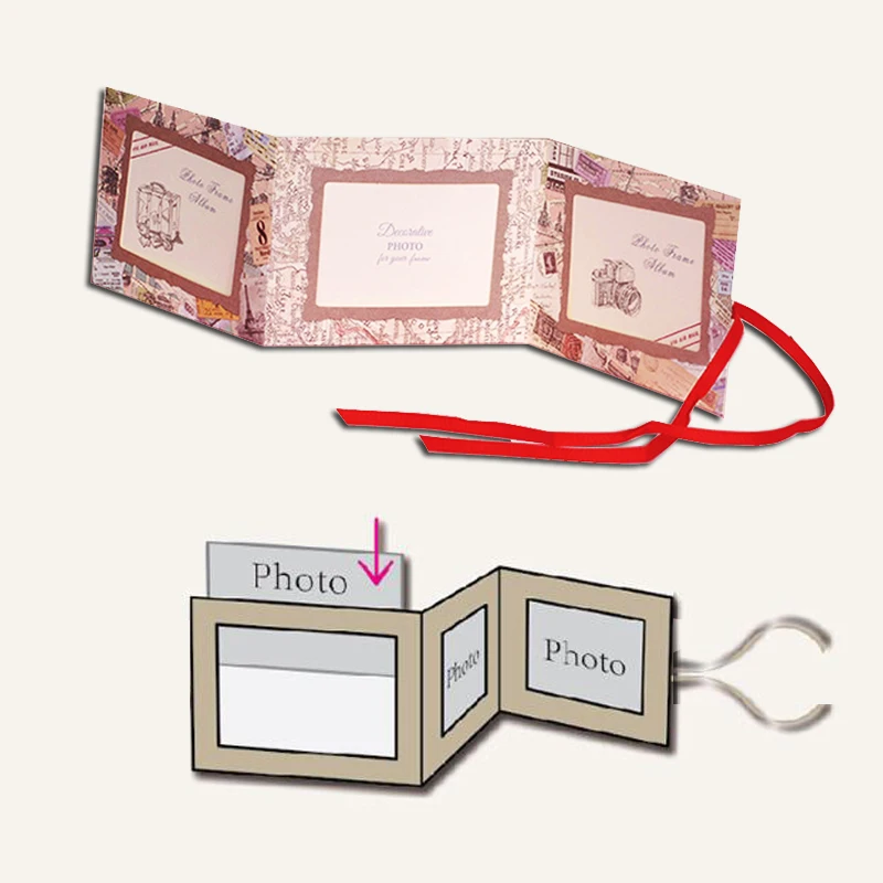 paper pocket picture frame with ribbon european folding mini small gift ...