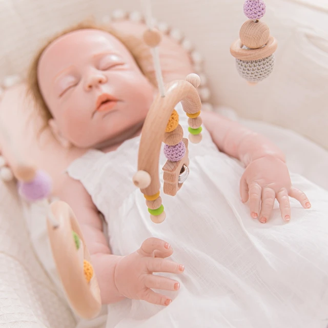 1set Baby Rattle Wooden Teether Semicircle Wood Beads Play Gym Wooden ...