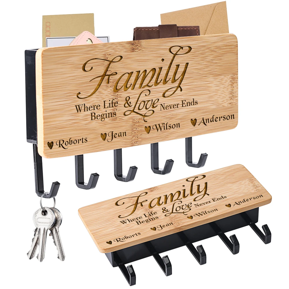 Personalized Customized Hanger Key Hook Family Home Hook Up Keys Ring ...