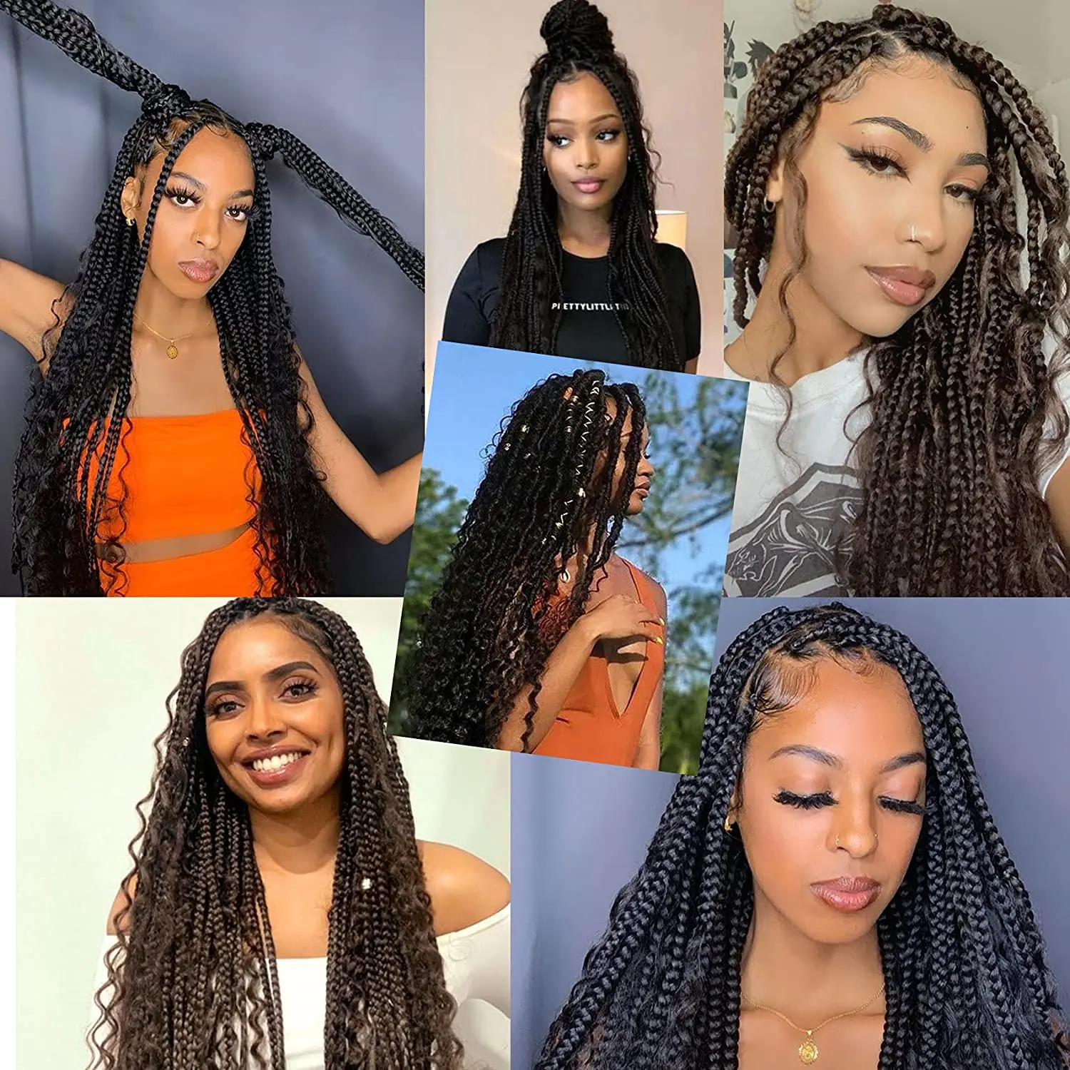 Box Braids With Crinkly Ends