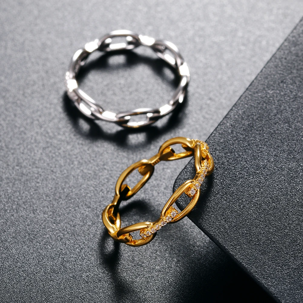 Ladies 925 Solid Sterling Silver Iced Blinged Out Chain Link Rings ...