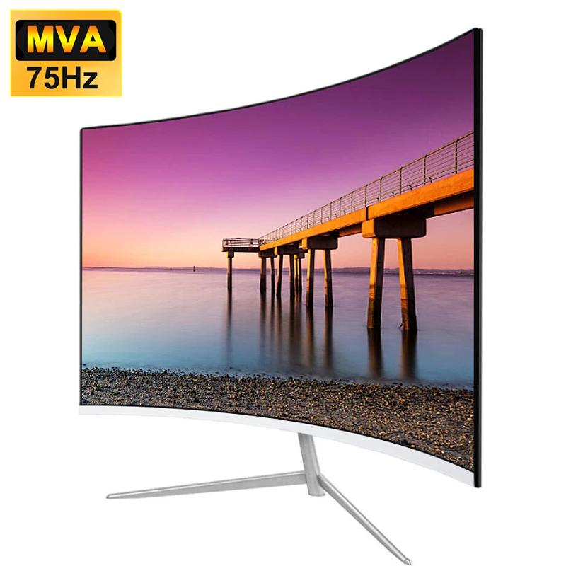 24/27 Inch Curved 75Hz Monitor Gaming MVA FHD 1080P Computer Display ...