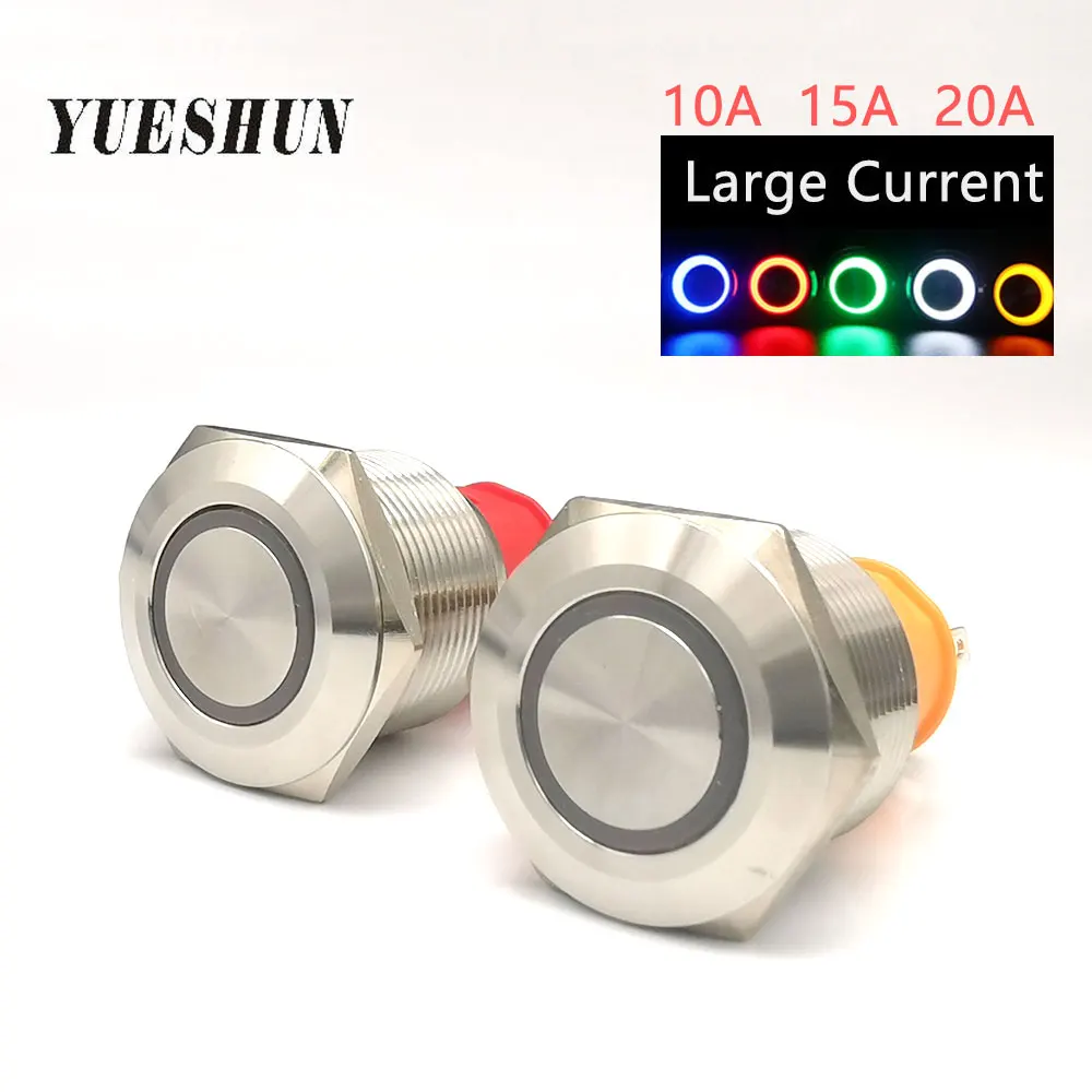 Pushbutton Switch 12v Waterproof | Waterproof Latching Button Led ...