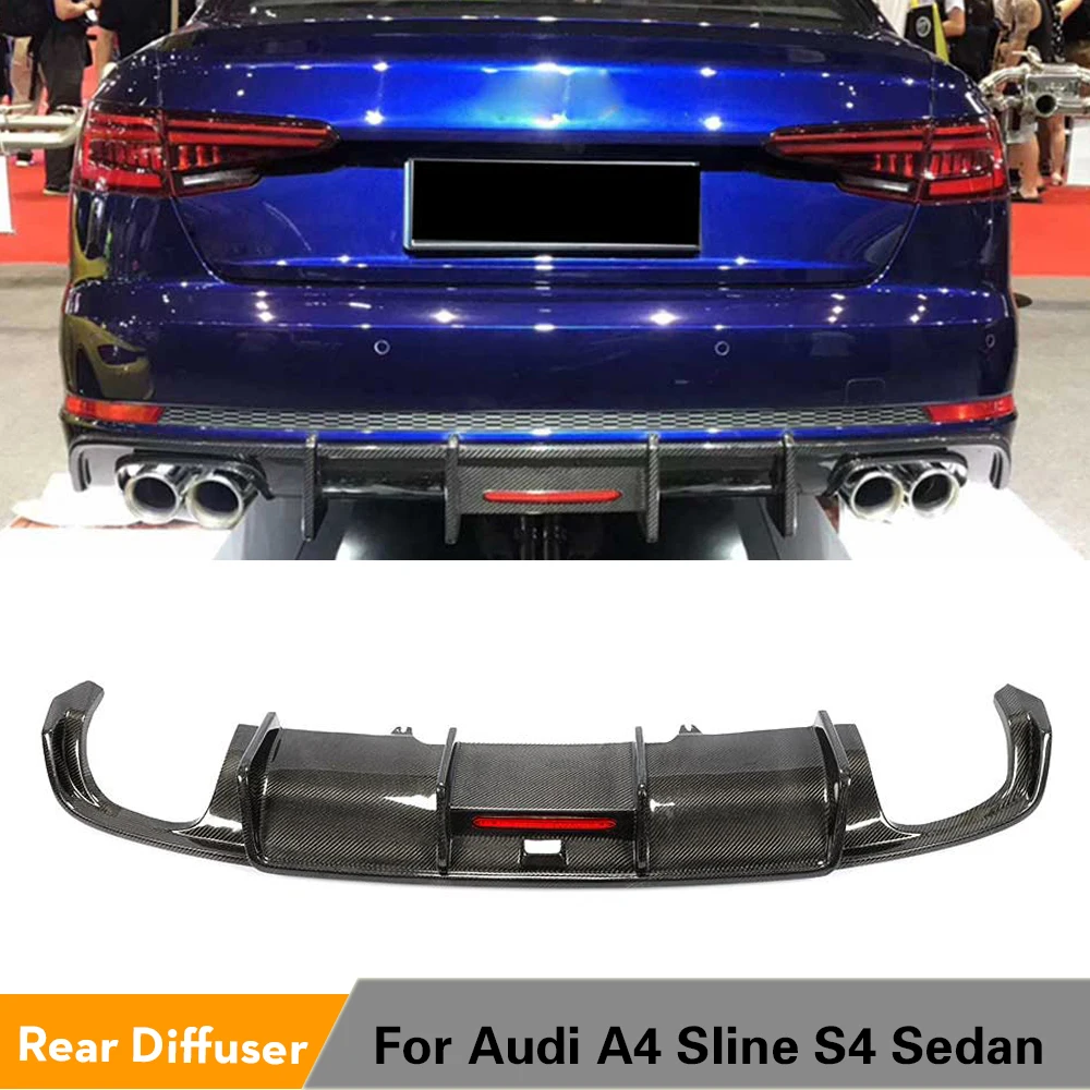 For S4 Carbon Fiber Rear Bumper Diffuser Lip Spoiler For Audi A4 B9 ...
