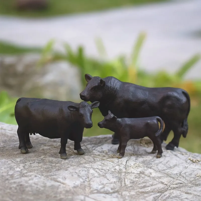Figura de pvc modelo de juguete Angus macho vaca femal bebé vaca 3 ...