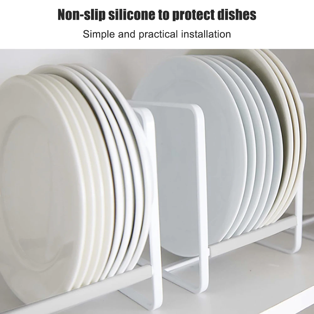 Metal Dish Storage Rack Cupboard Dinner Plate Drain Rack Non slip ...