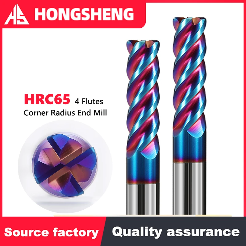 Corner Radius End Mill 4 Flutes Cnc R Bullnose Cutter Tungsten Carbide ...