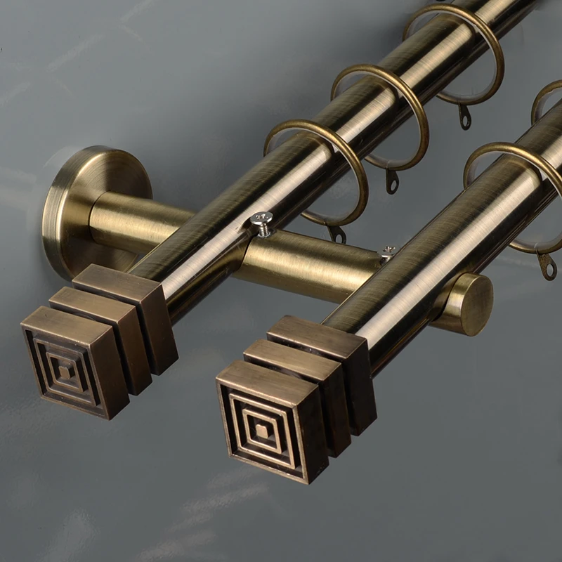 Retro aluminum alloy perforated curtain rod Roman rod bracket Nordic ...