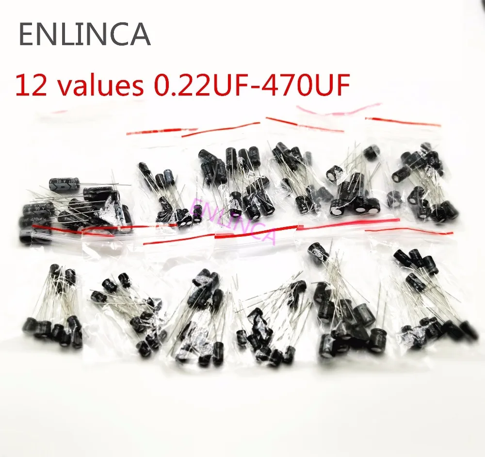 120pcs-12-values-0-22UF-470UF-Aluminum-electrolytic-capacitor ...