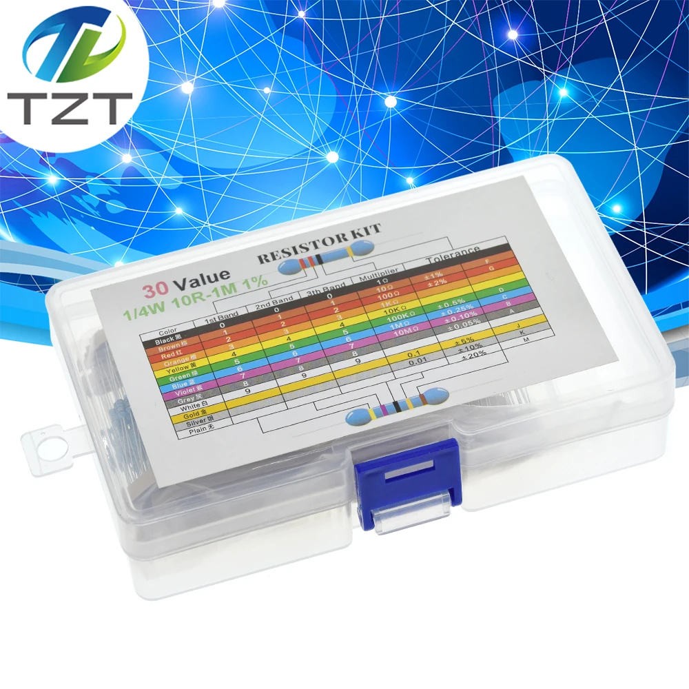 600PCS/LOT 1/4W Metal Film Resistor Kit 1% Resistor Assorted Kit Set 10 ...