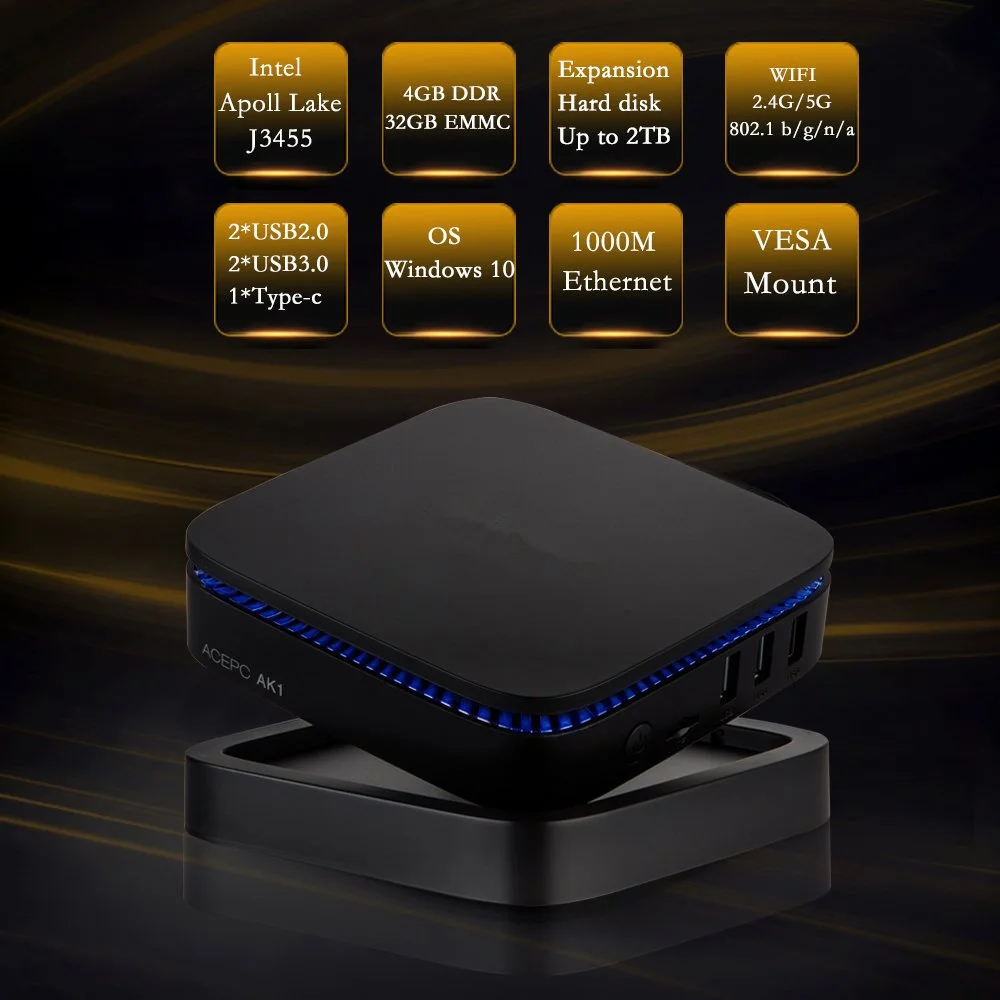 Mini PC Computer 4GB + 32GB Windows 10 Intel Celeron Apollo Lake J3455 ...