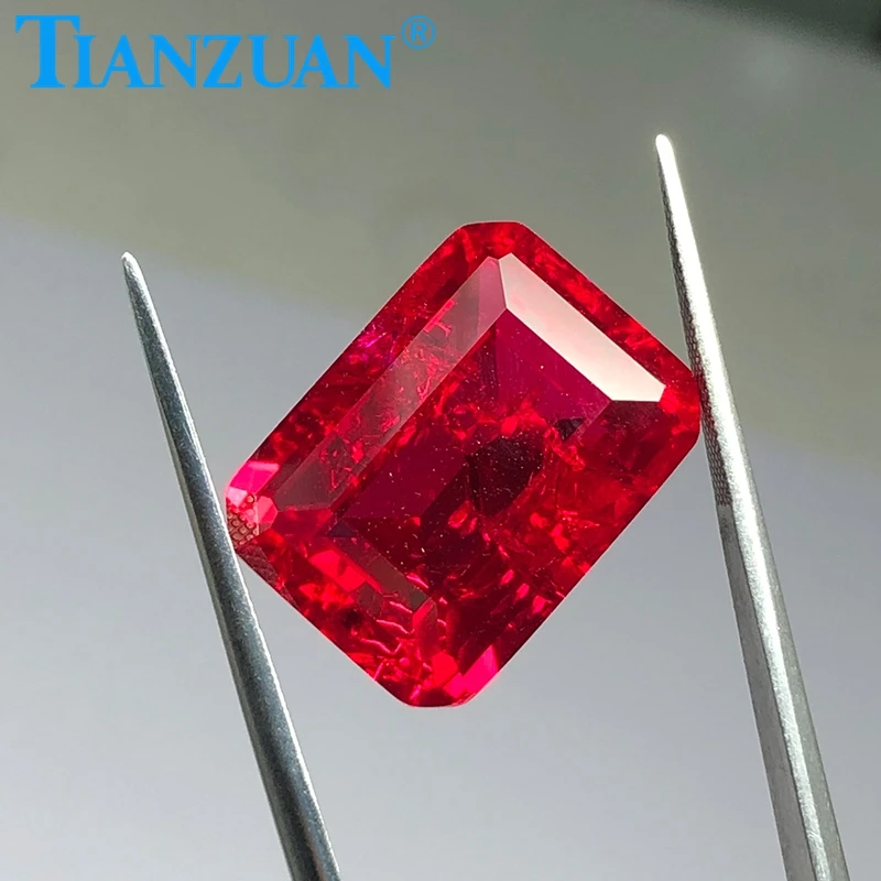 Lab-Grown-Ruby-Gemstone-5-Red-Color-Octagon-Shape-Emerald-cut-Stone ...