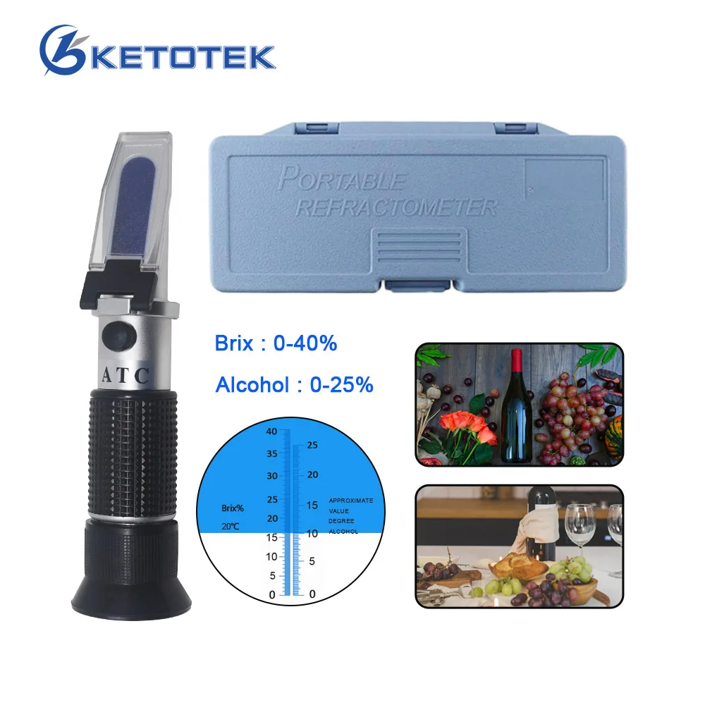 Wine Refractometer 0 25% Hand Held Alcohol Spirits Tester Brix 0 40% ...