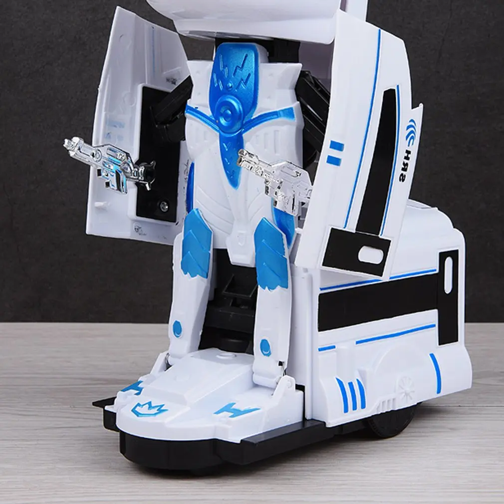 2 In 1 Electric Deformation Train Robot Musical Light Toy Car Model ...