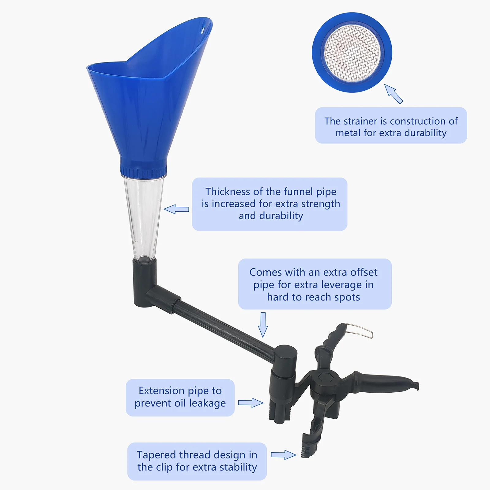 Adjustable Plastic Universal Vehicles Car Engine Oil Funnel with Clamp ...