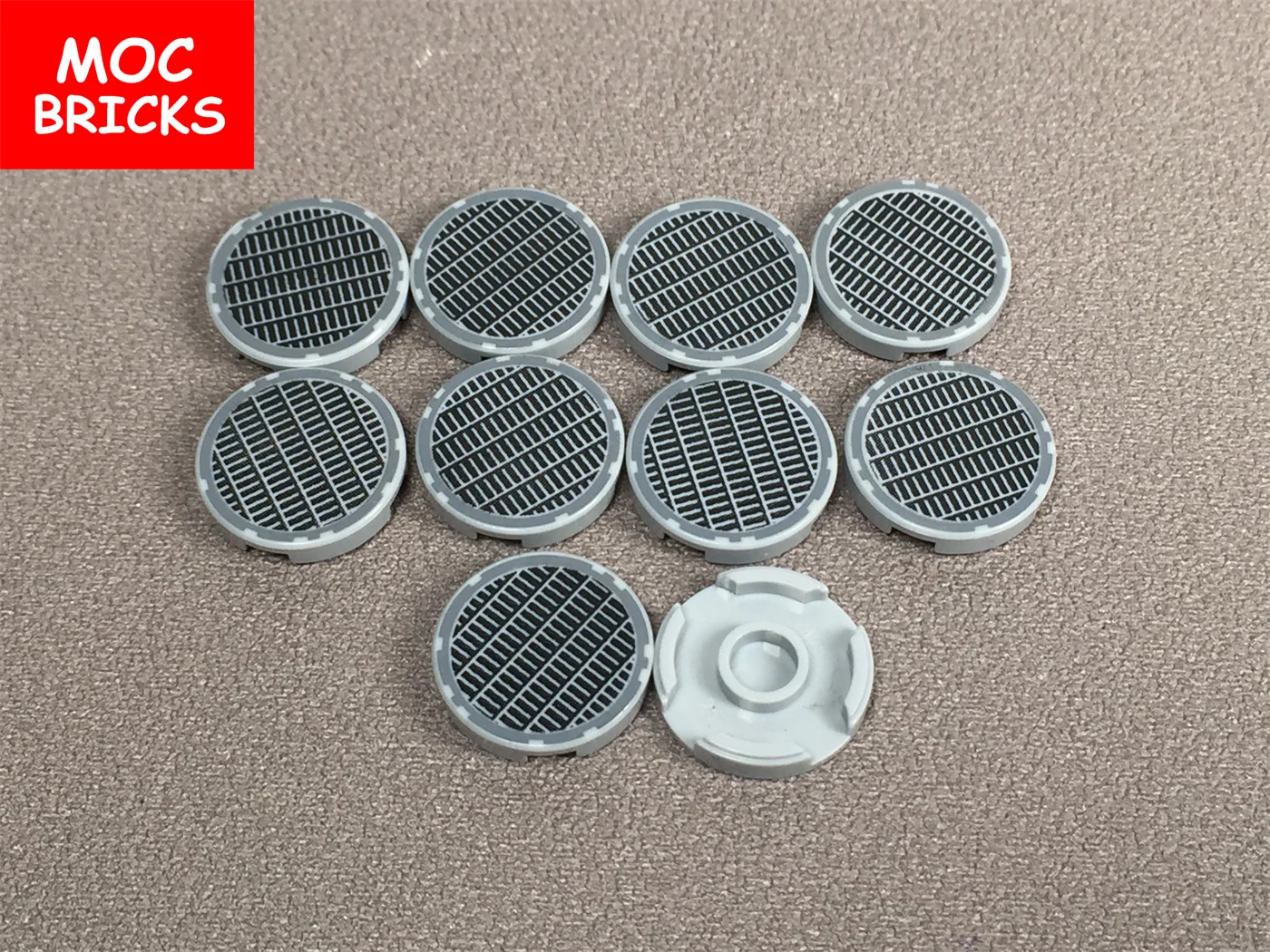 10pcs/lot MOC Bricks Tile Round 2 x 2 with Grille Fine mesh Pattern fit ...