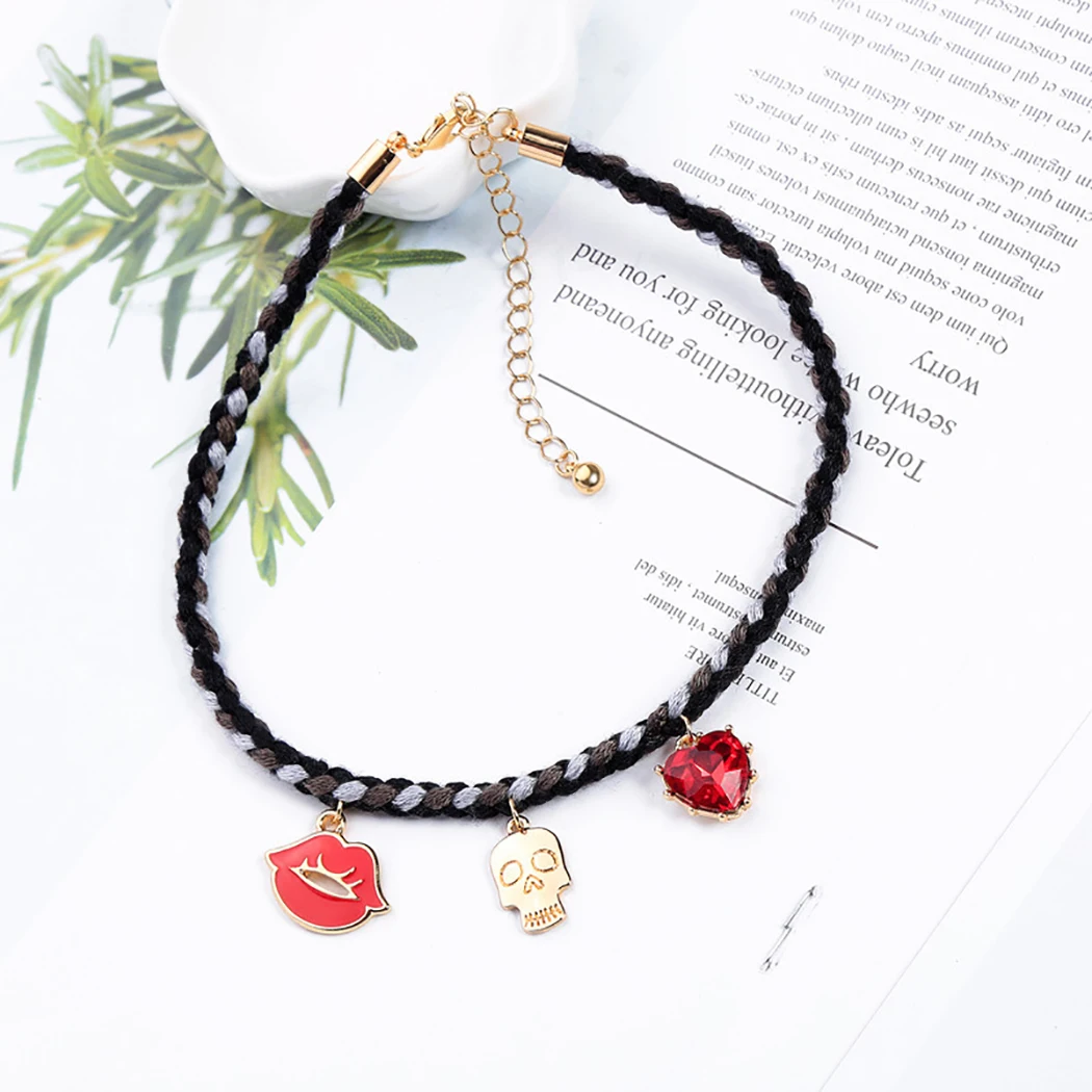 Fashion-Black-Chocler-Vintage-Skeleton-Head-Lip-Heart-Chain-Choker ...