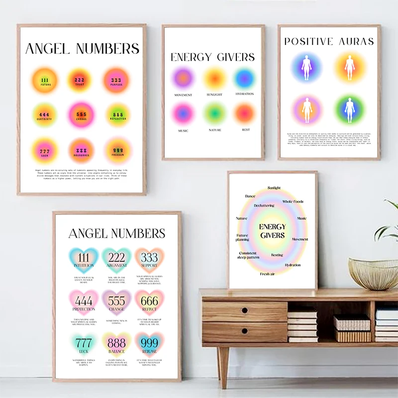 444 Angel Number Aura Gradient Wall Art Print Psychedelic Decor Instant ...