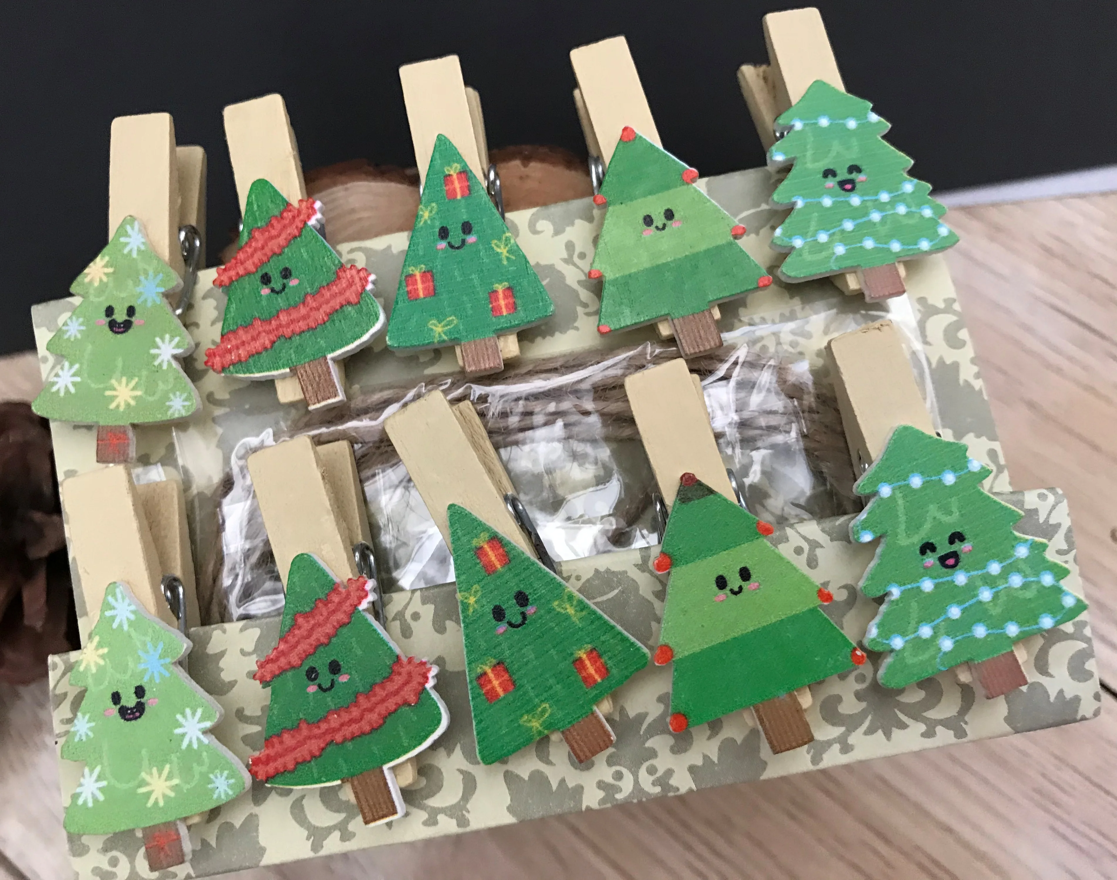 Christmas Tree 120pcs Wood Clip Set,cute Wooden Paper Clip,pin ...