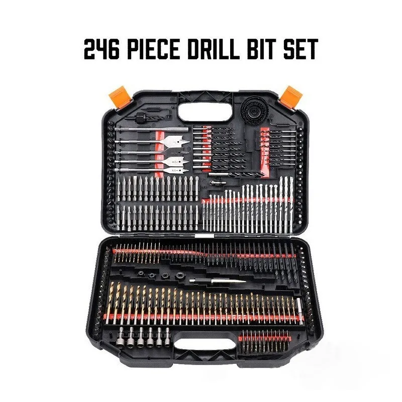 HSS-246pcs-Drill-Bit-Set-Tool-Combination-Kit-Woodworking-Flat-Drill ...