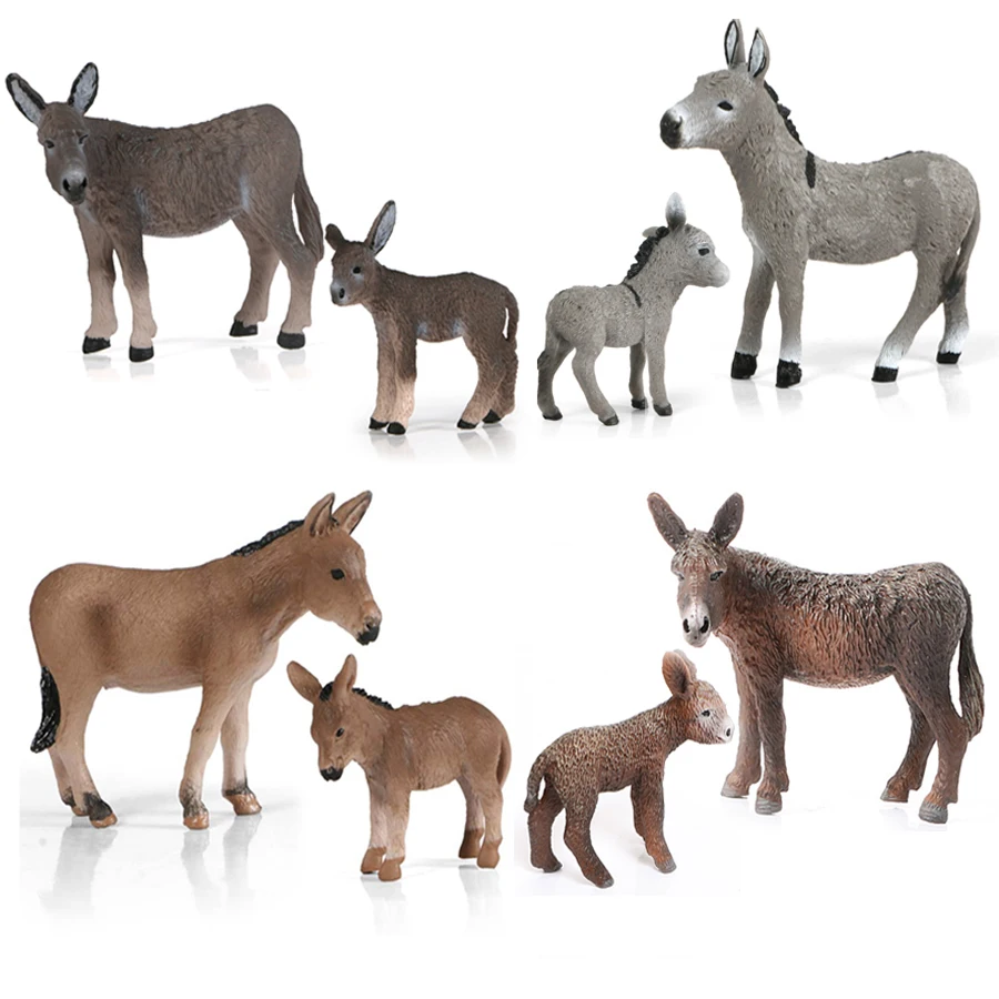 Donkey Animal Action Figures Toys Figurines | Simulation Animal Donkey ...