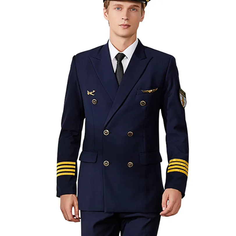 Aviation Workwear Flight Uniform Captain Blue Costume Pilot Airline ...