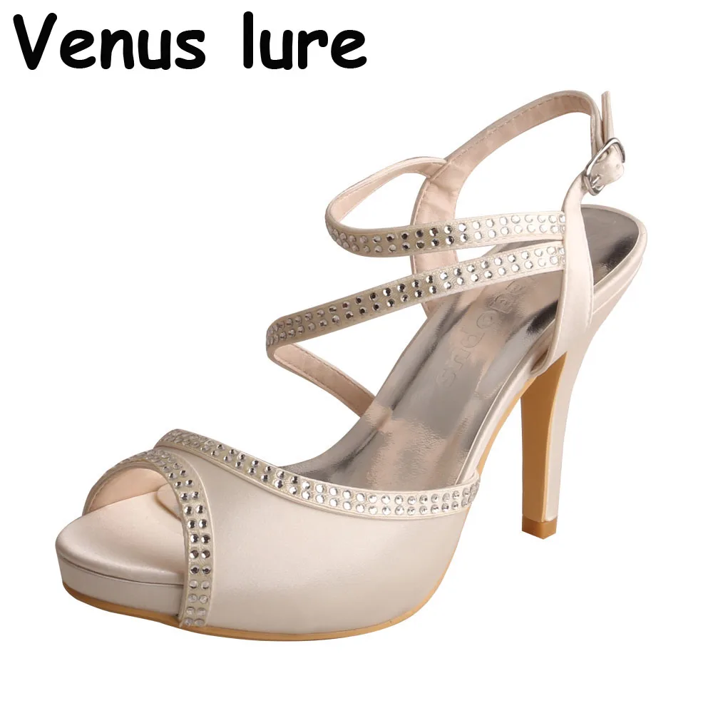 Venus-lure-Women-Shoes-Wedding-Bridal-High-Heels-White-Ivory-Platform ...