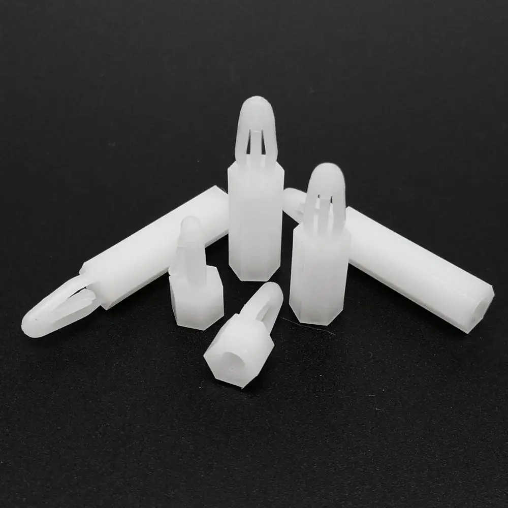 25pcs M3 Hex Hexagon Nylon Plastic Standoff Spacer Lock Push Clip on ...