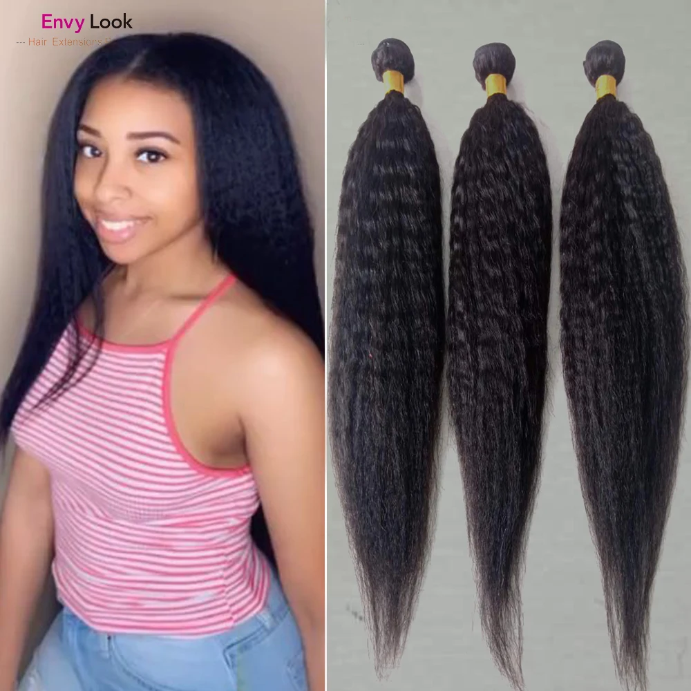 Envy Look Natural Black Color Brazilian Virgin Kinky Straight Human ...