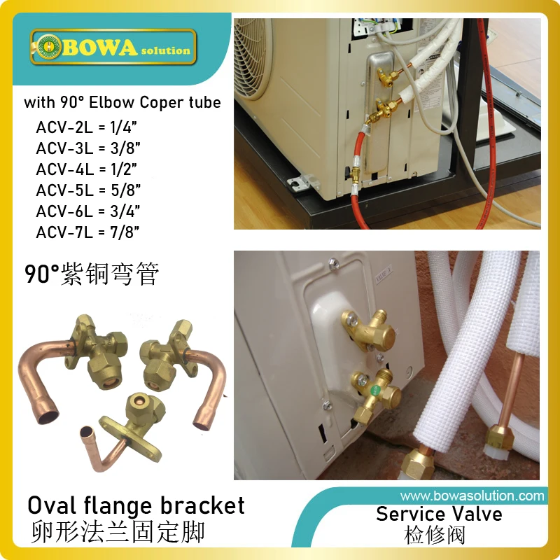 Service valve with oval flange bracket & 90' elbow copper tube is ...