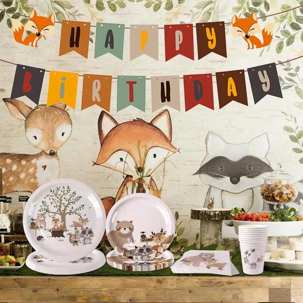 FENGRISE Animals Woodland Party Birthday Party Decoration Kids Forest ...