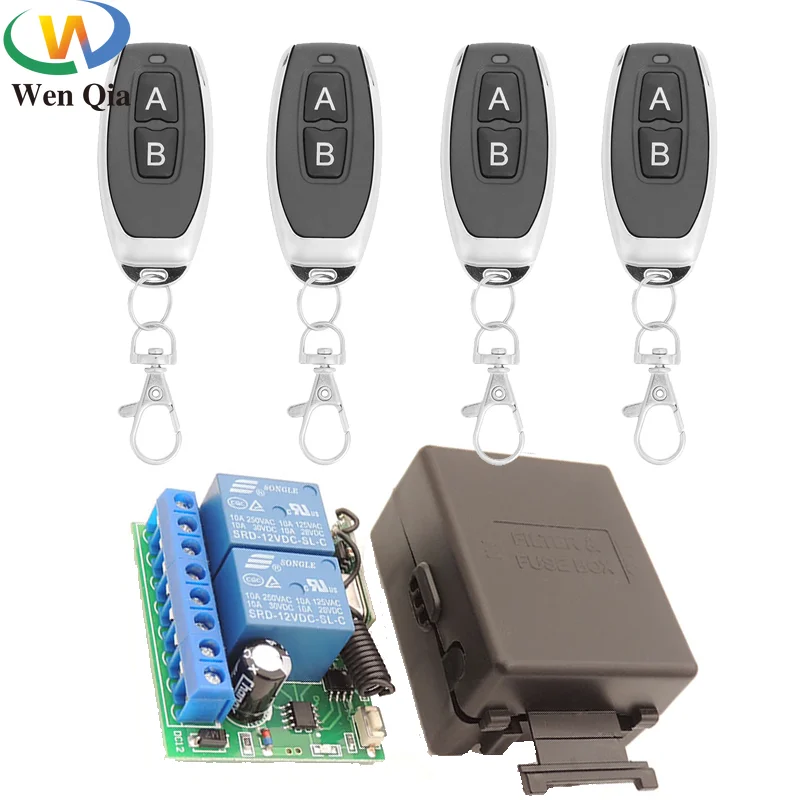 433MHz Universal Wireless Remote Control DC 12V 10Amp 2CH rf Relay ...