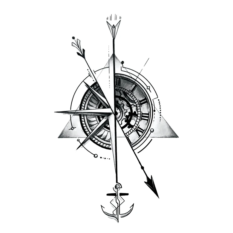 Compass And Anchor Drawing