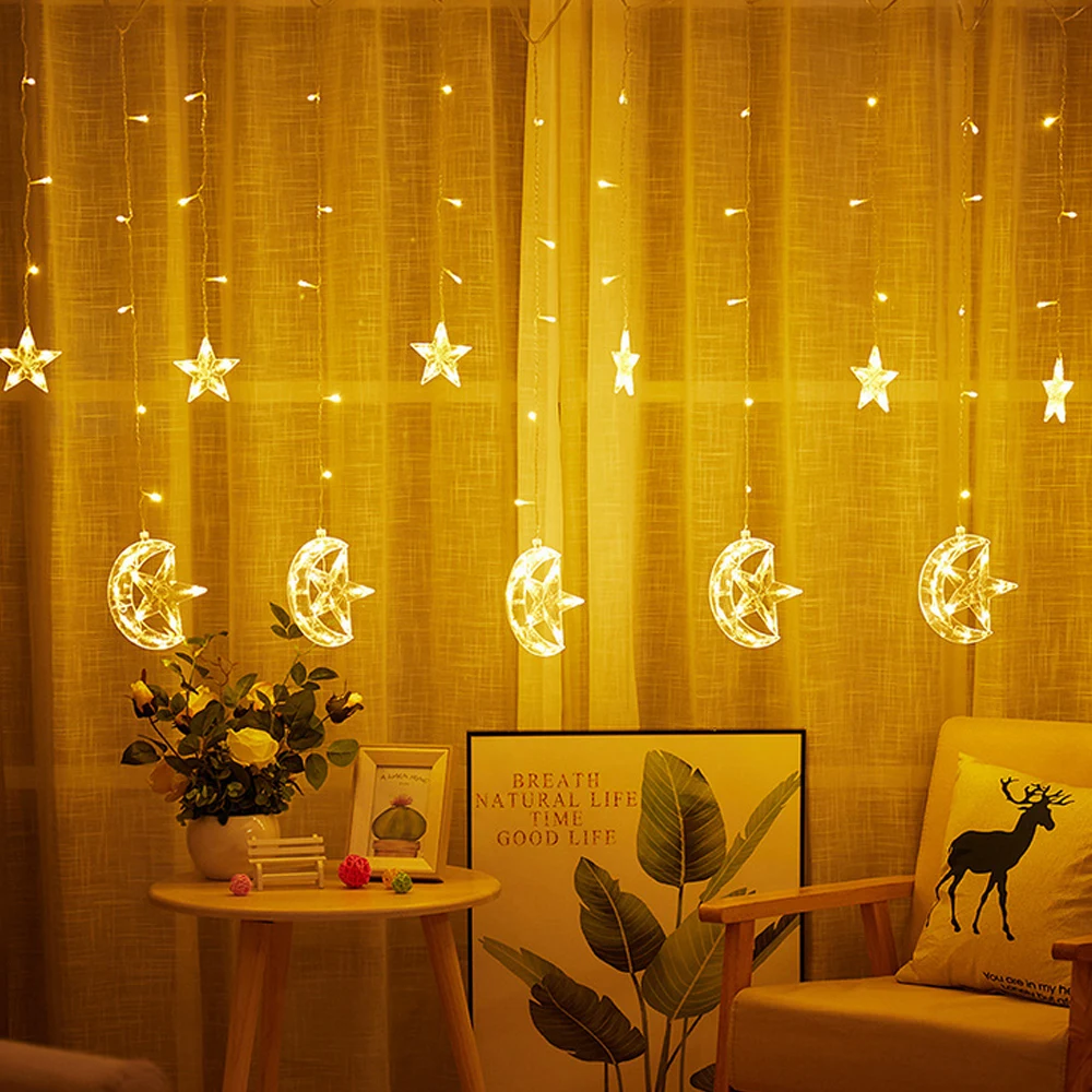 USB Moon Star Lamp LED String Light Copper Wire Curtain Fairy Lights ...
