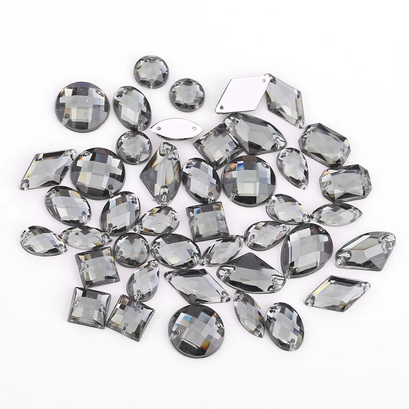 100pcs-Mixed-Shapes-Rhinestones-Glitter-Crystal-Acrylic-Sew-On-Flatback ...