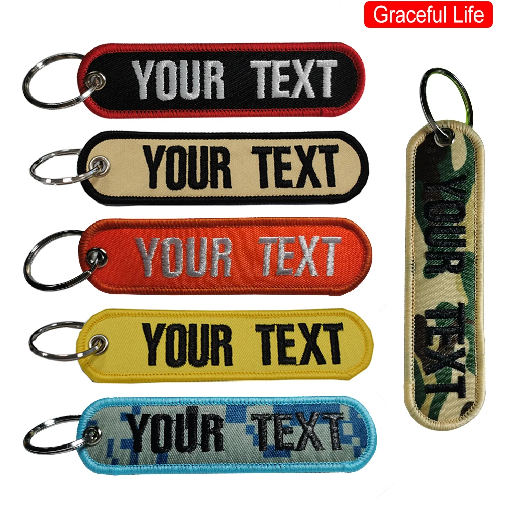 Personality Keychain Name Patch Embroidery Tag Key-ring Accessory For A ...