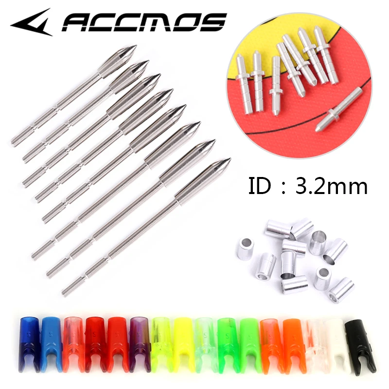 12pcs ID 3.2 mm Arrow Heads + 12pcs Arrow Collar+12pcs Arrow Pin and ...