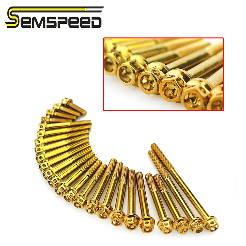 SEMSPEED-Universal-M6-10PCS-Gold-Engine-Screws-304-Hexagon-Motorcycle ...