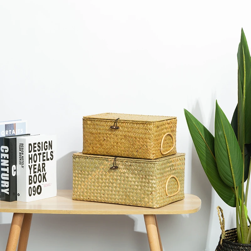 Panier de rangement - Naturel - Jonc de mer - 28x18x12 cm - Style ...