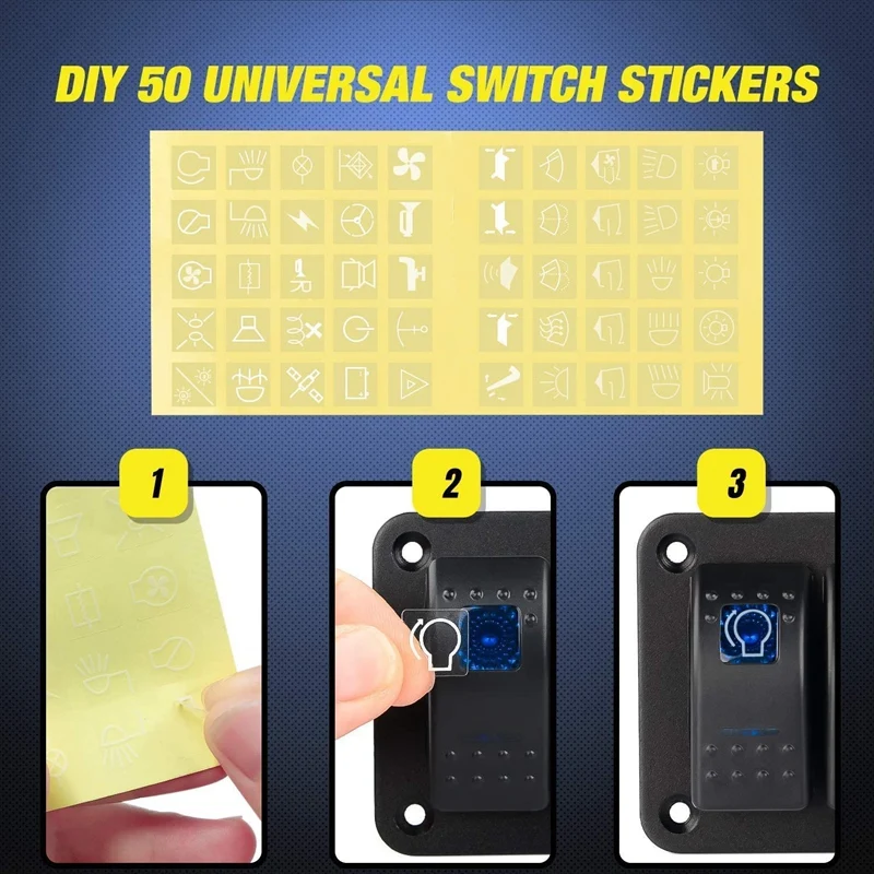 3 Gang Aluminum Panel Toggle Dash 5 Pin ON/Off Pre-Wired Rocker Switch ...