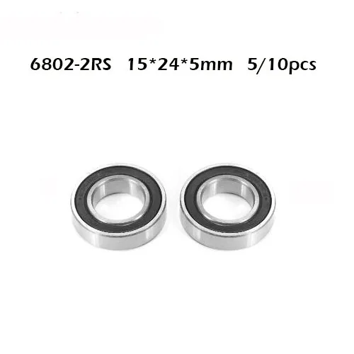 5-10pcs-6802-2RS-Bearing-15-24-5-mm-ABEC-1-Metric-Thin-Section-61802RS ...