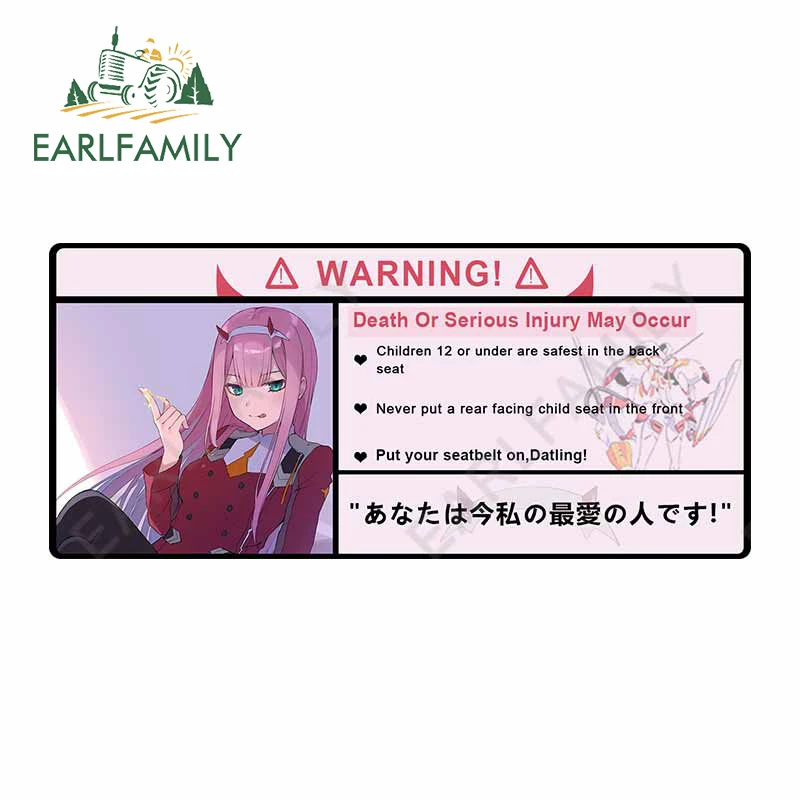Earlfamily 13cm X 5.9cm For Darling In The Franxx Zero Two Warning Car ...