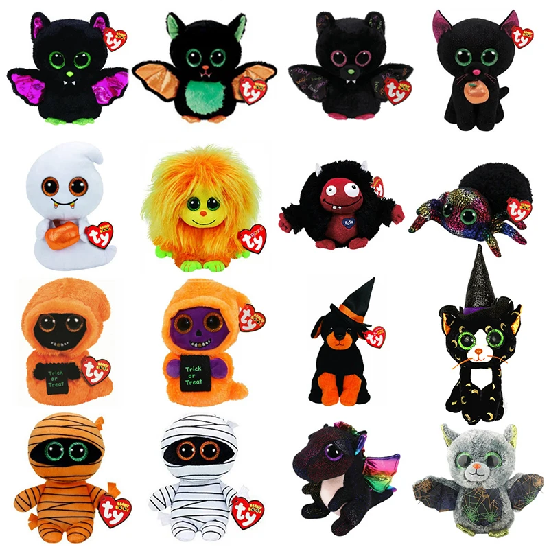Ty-Beanie-Stuffed-Plush-Halloween-Theme-Doll-Cute-Big-Eyes-Bat-Ghost ...